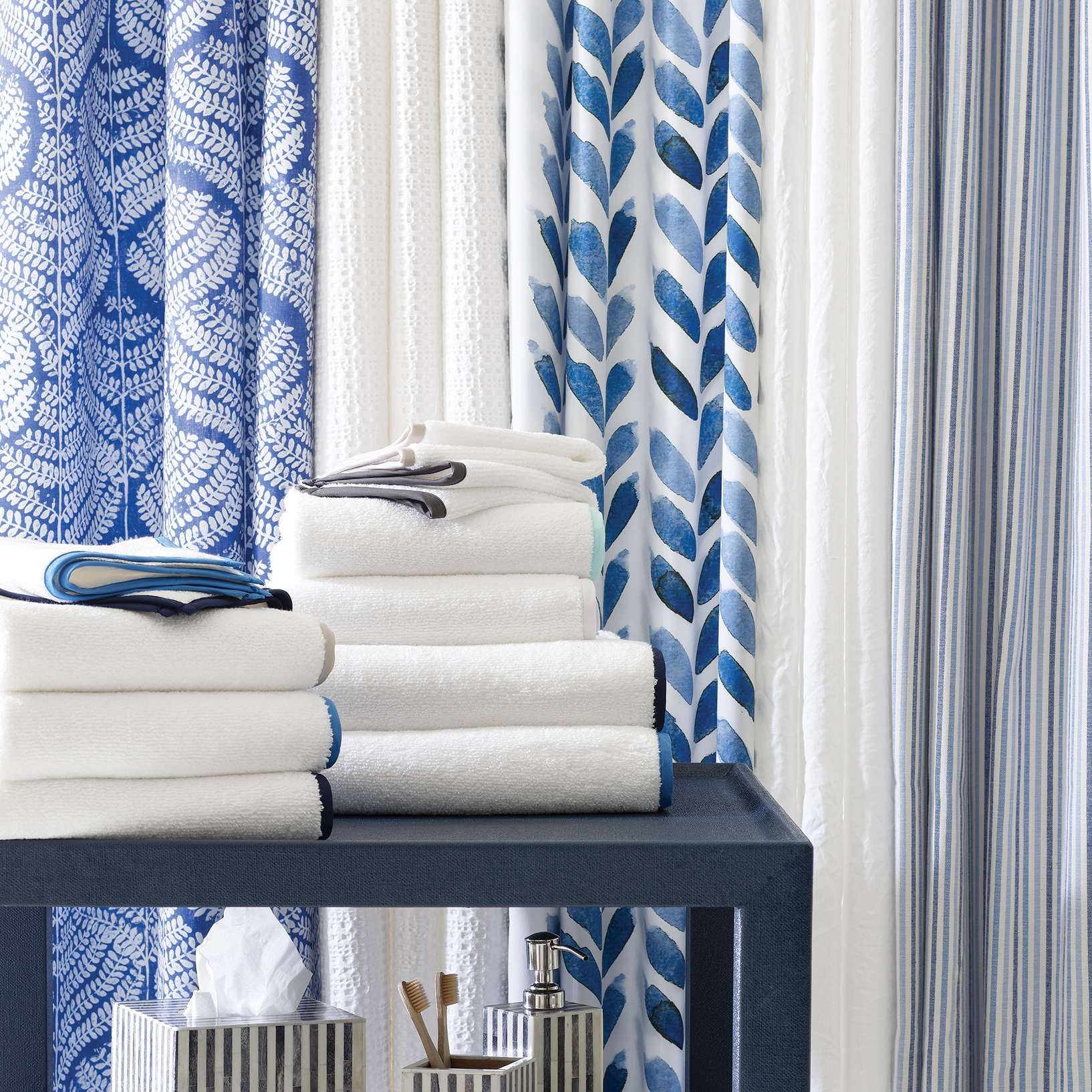 Blue Brush Shower Curtain